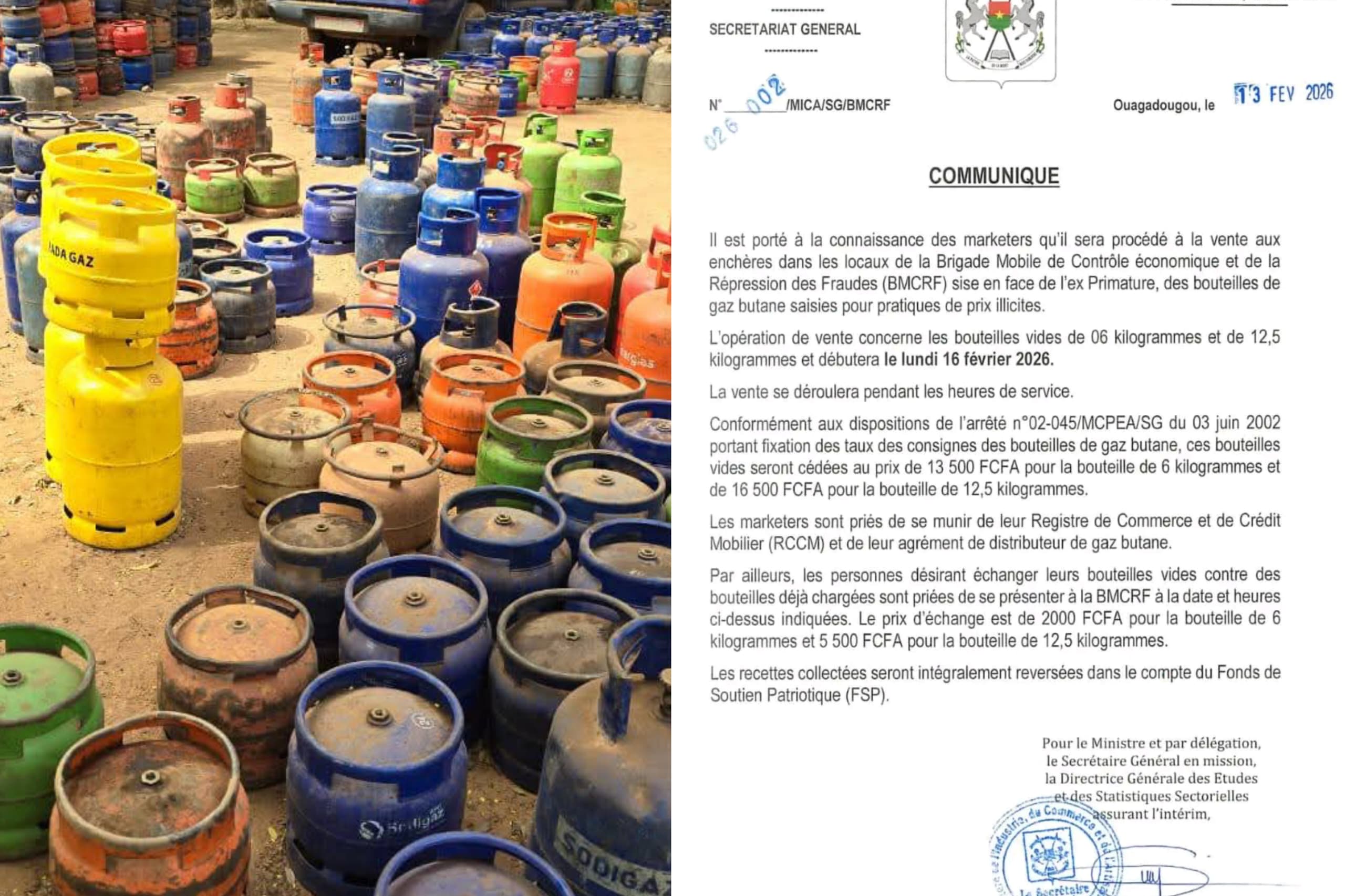 Burkina : des bouteilles de gaz butane saisies mises en vente aux ...